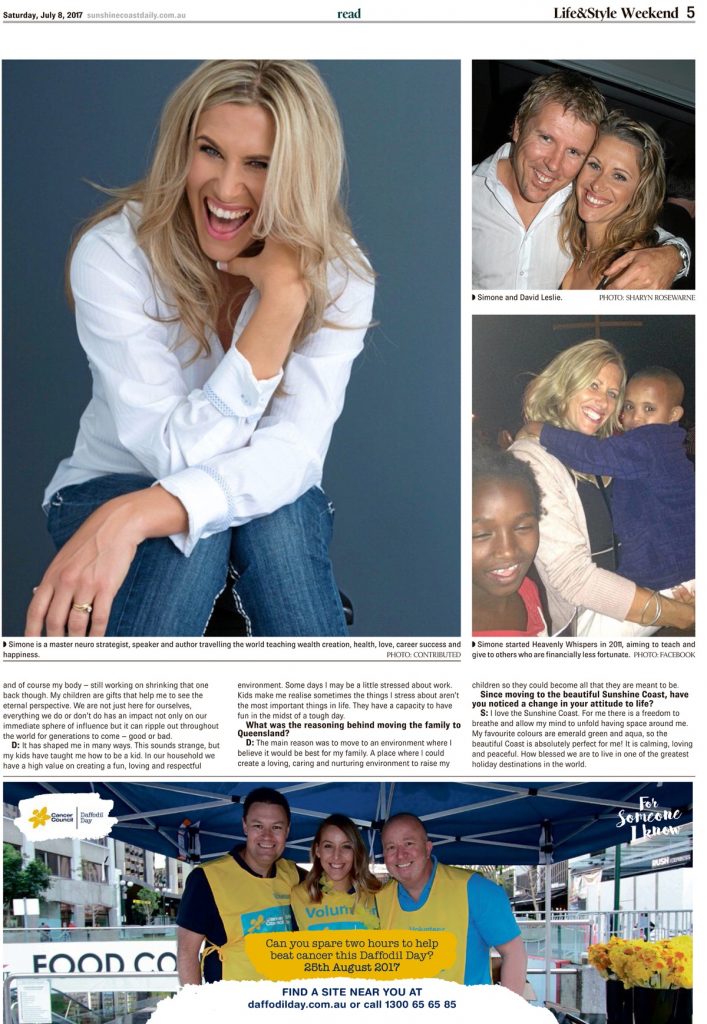 Simone Leslie is Featured in the Sunshine Coast Daily Life and Style ...